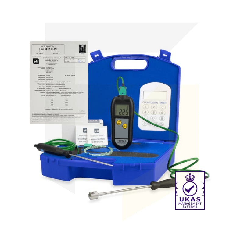 ETI Legionnaires' Thermometer Kit with 3 point UKAS Certification